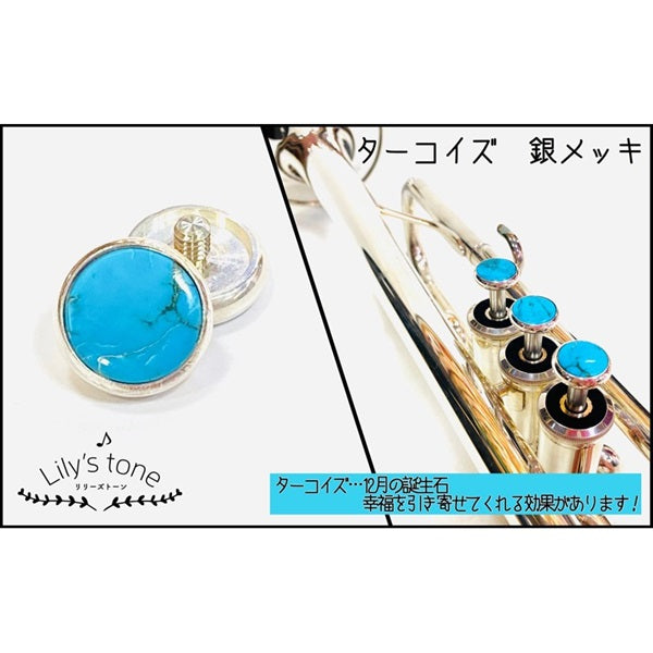 Lillie's Tone / Yamaha Trumpet Piston Buttons, Turquoise with Silver ...